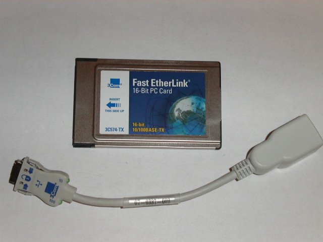 3Com 10/100 LAN PCMCIA Ethernet PC Card with Dongle Cable 3C574-TX | eBay